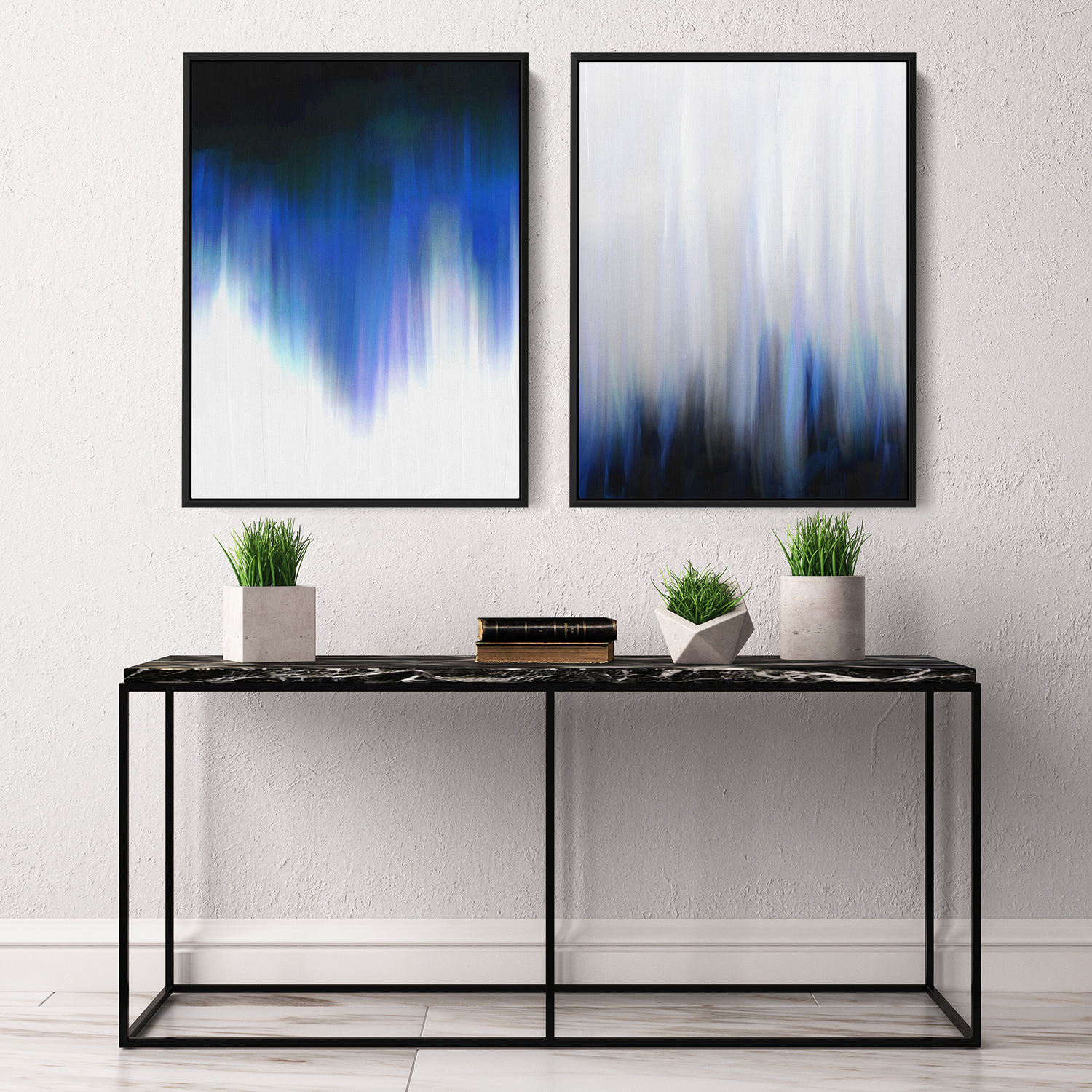 Blue Mist Abstract Blue Grey Modern Wall Art 2 Piece Set