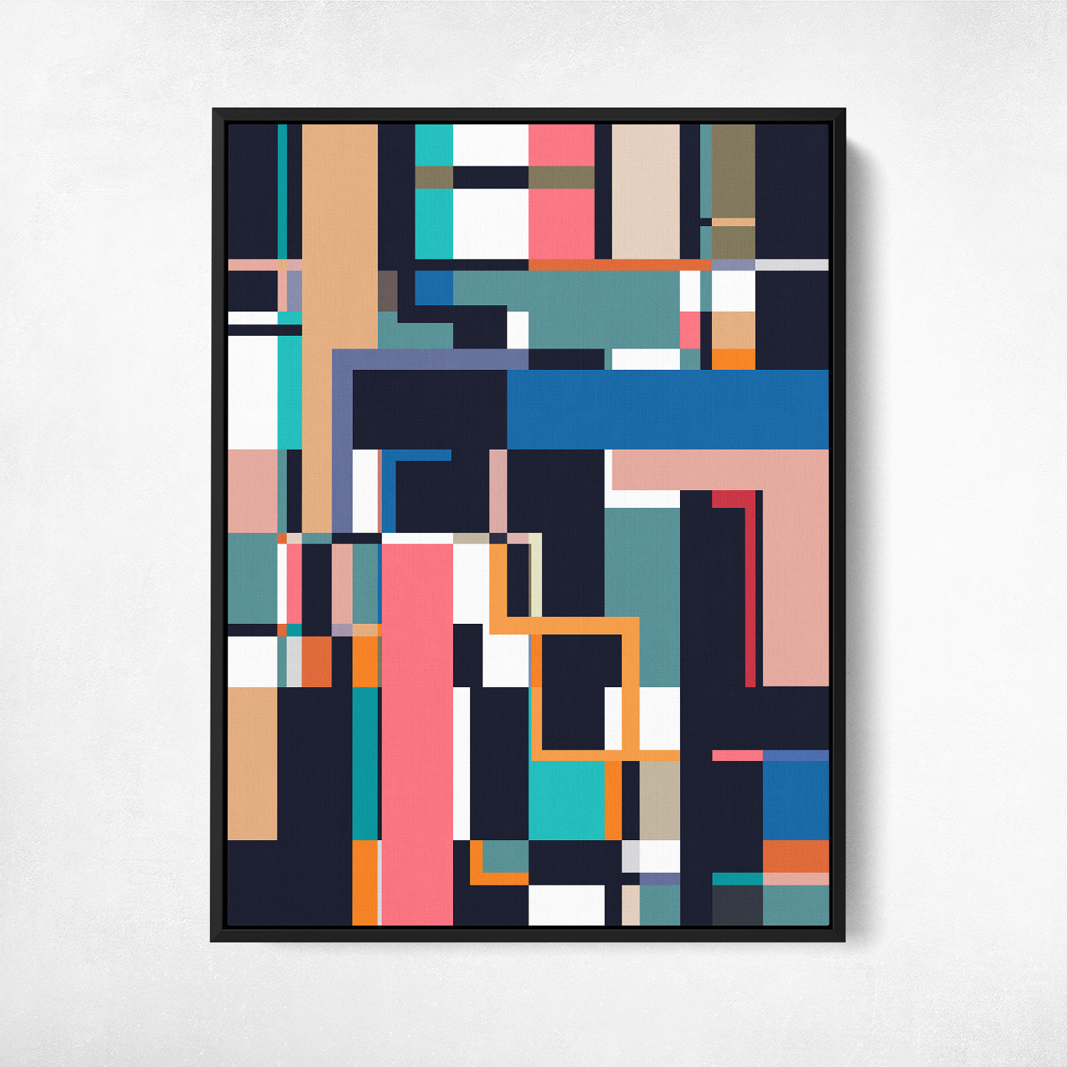 Nexus Modern Abstract Geometric Blue Navy Teal Wall Art