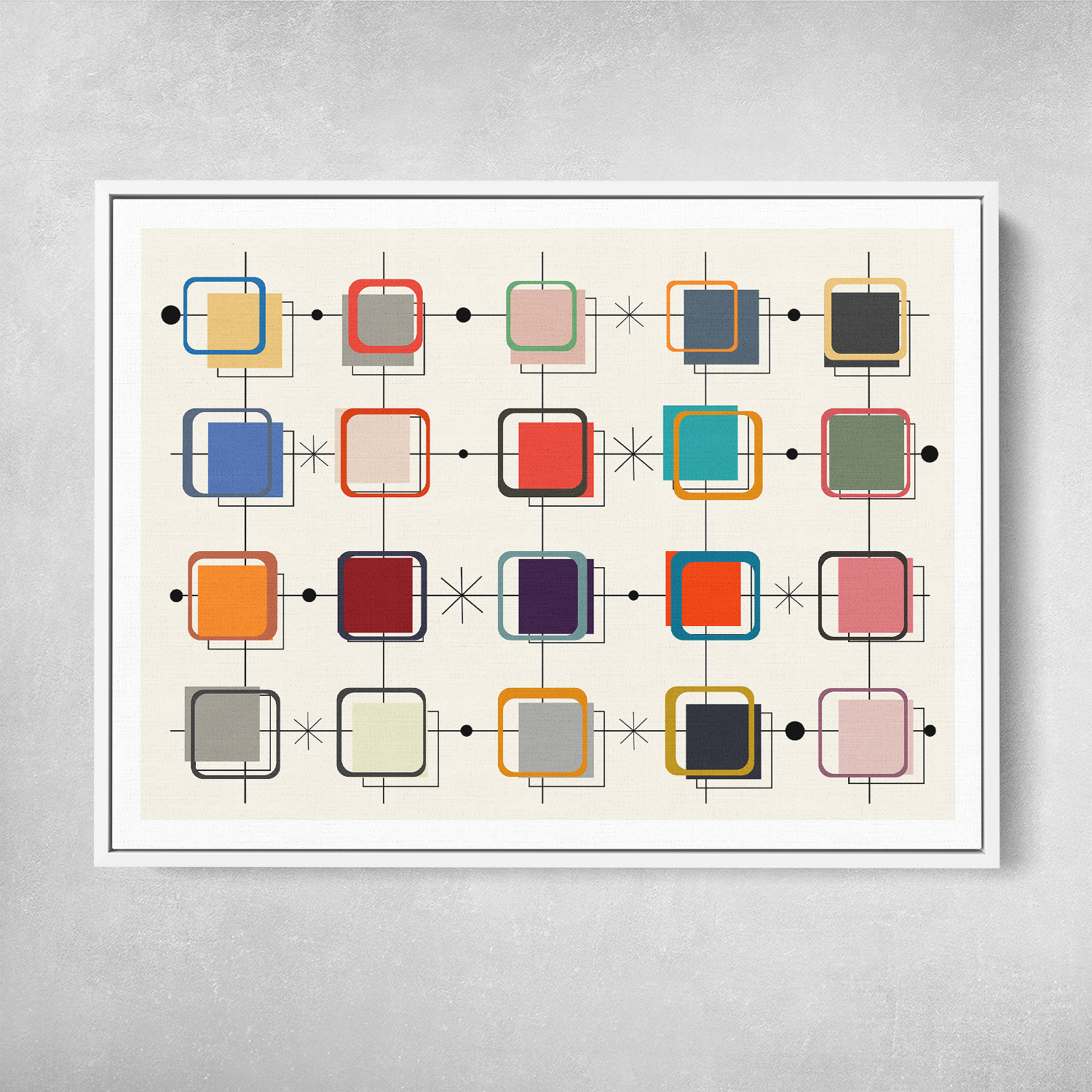 Introspective Mid Century Modern Geometric Retro Wall Art