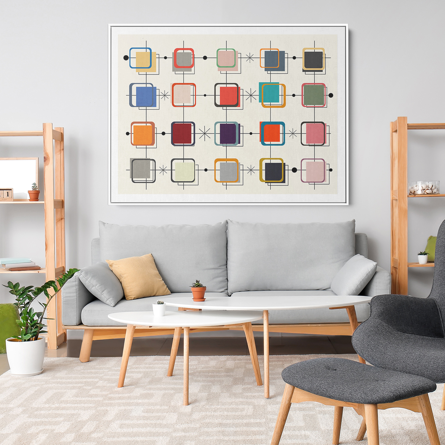 Introspective Mid Century Modern Geometric Retro Wall Art