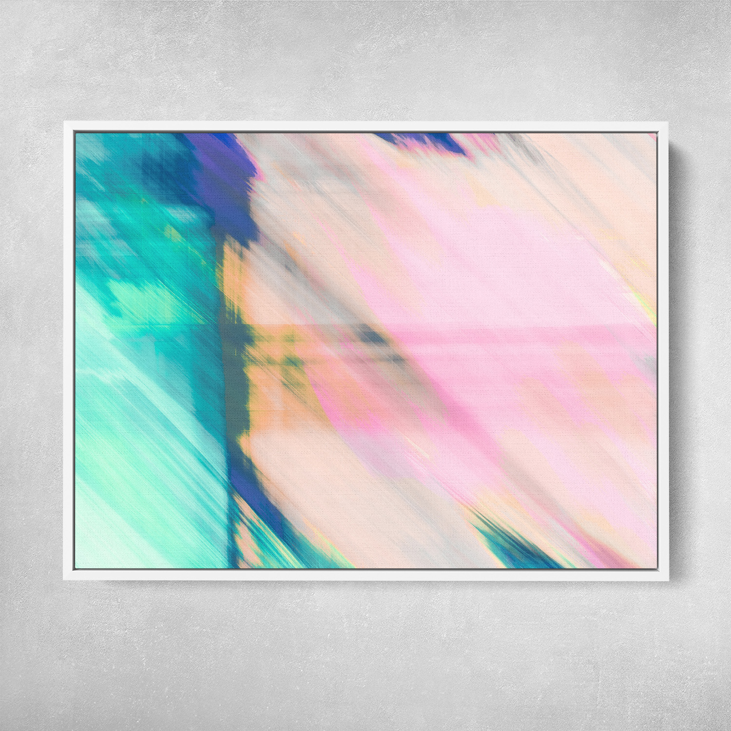Reflection Modern Abstract Grunge Pink Teal Wall Art